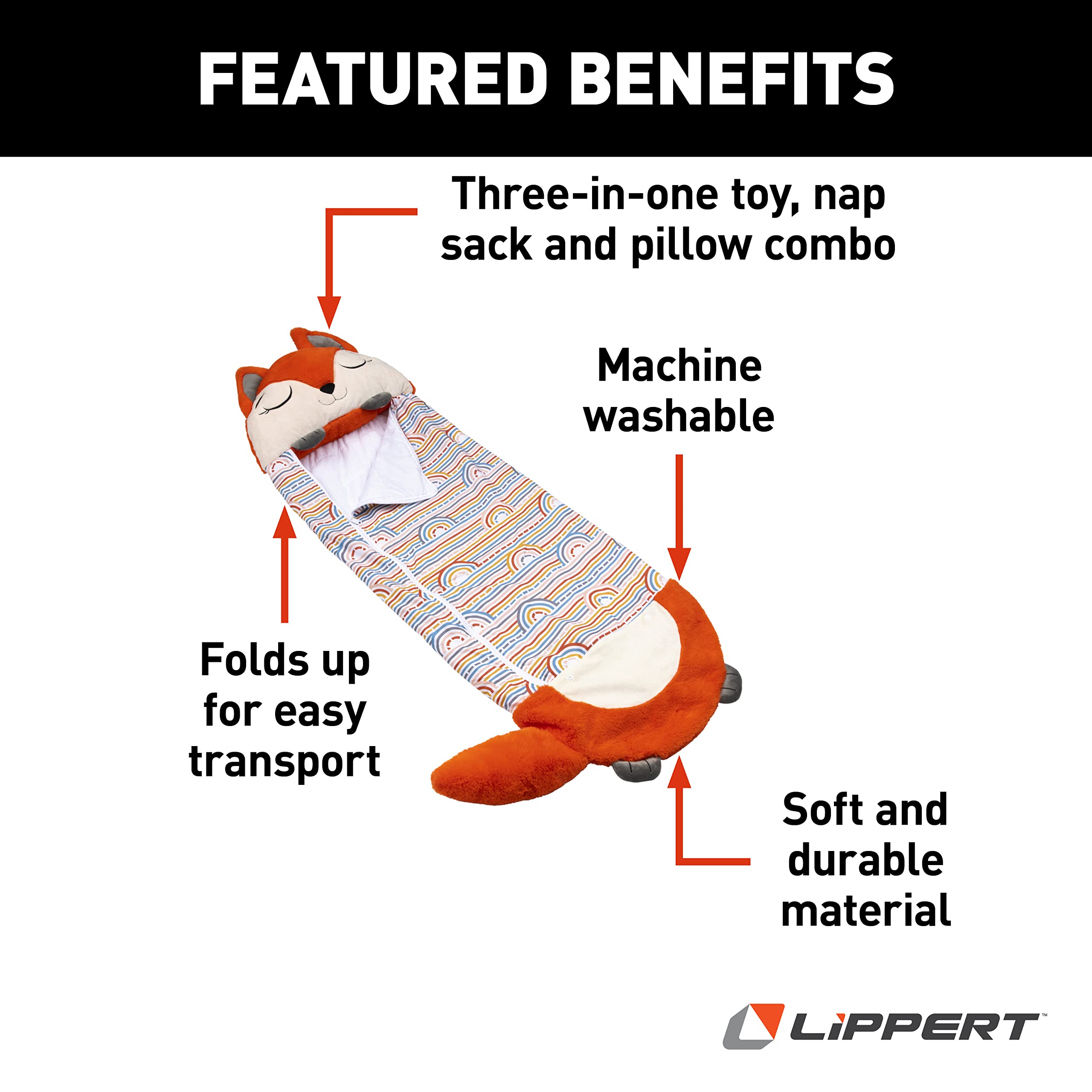 Lippert 2022107840 Thomas Payne Nap Sack Kids Sleeping Bag - Fox, Orange