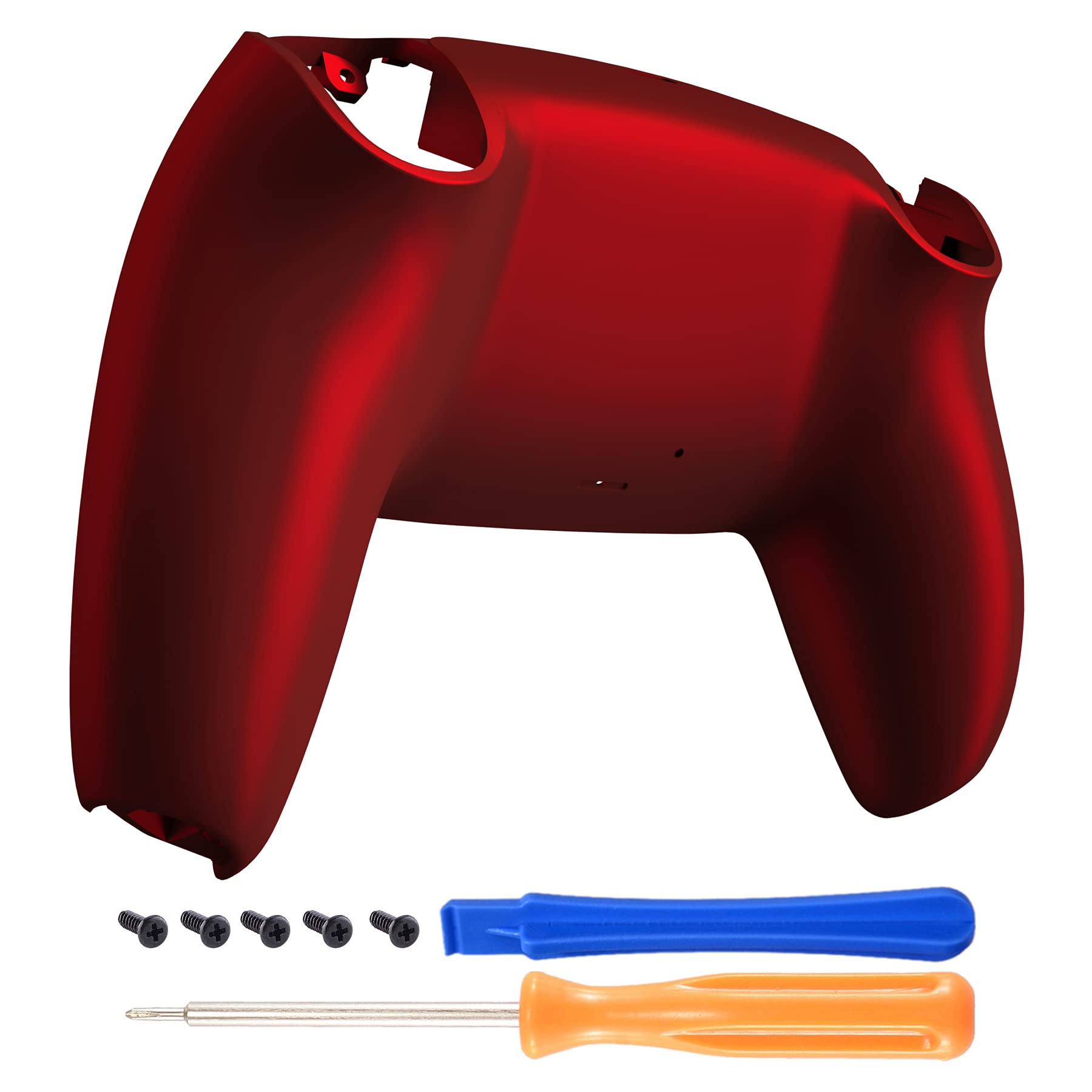 eXtremeRate Scarlet Red Soft Touch Grip Custom Back Plate Bottom Shell Compatible with ps5 Controller, Replacement Back Shell Cover Compatible with ps5 Controller