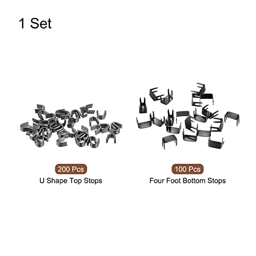 uxcell #5 Zipper Slider Retainers Kit, 200Pcs Top Stoppers & 100Pcs Bottom Stops for Bags Coats Jackets Closed-end Zippers Replacing, Metallic Black