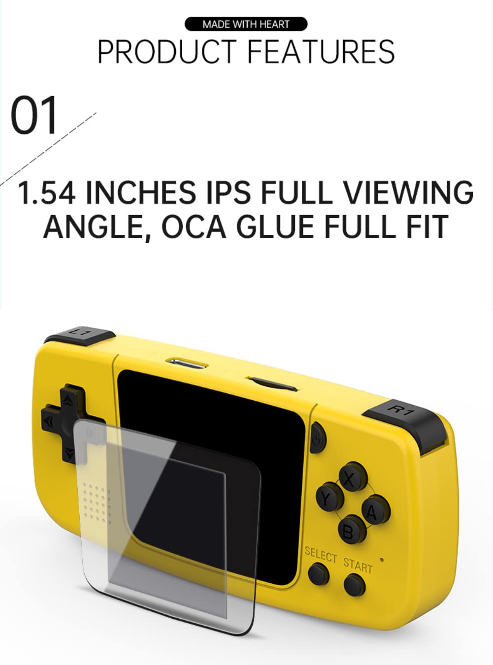 UUPOI New Handheld Game Console, Retro Mini 1.5 inch IPS Screen Open Source Handheld Game Players, Support 13 Emulators, External Expansion Storage, Keychain Mini Console Gifts for Children