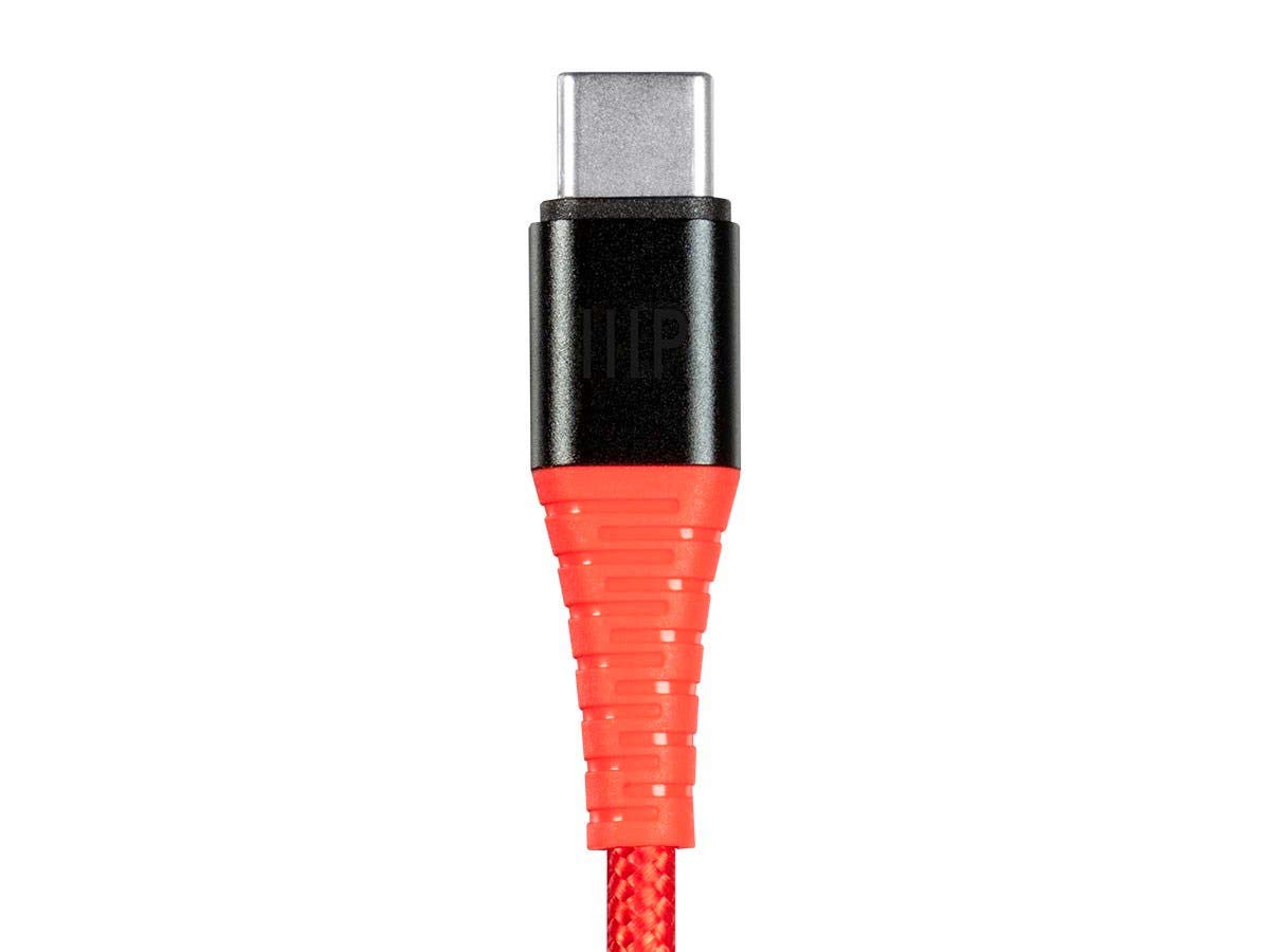 Monoprice USB 2.0 Type-C to Type-A Charge & Sync Cable - Nylon-Braided, 6 Feet, Red - AtlasFlex Series