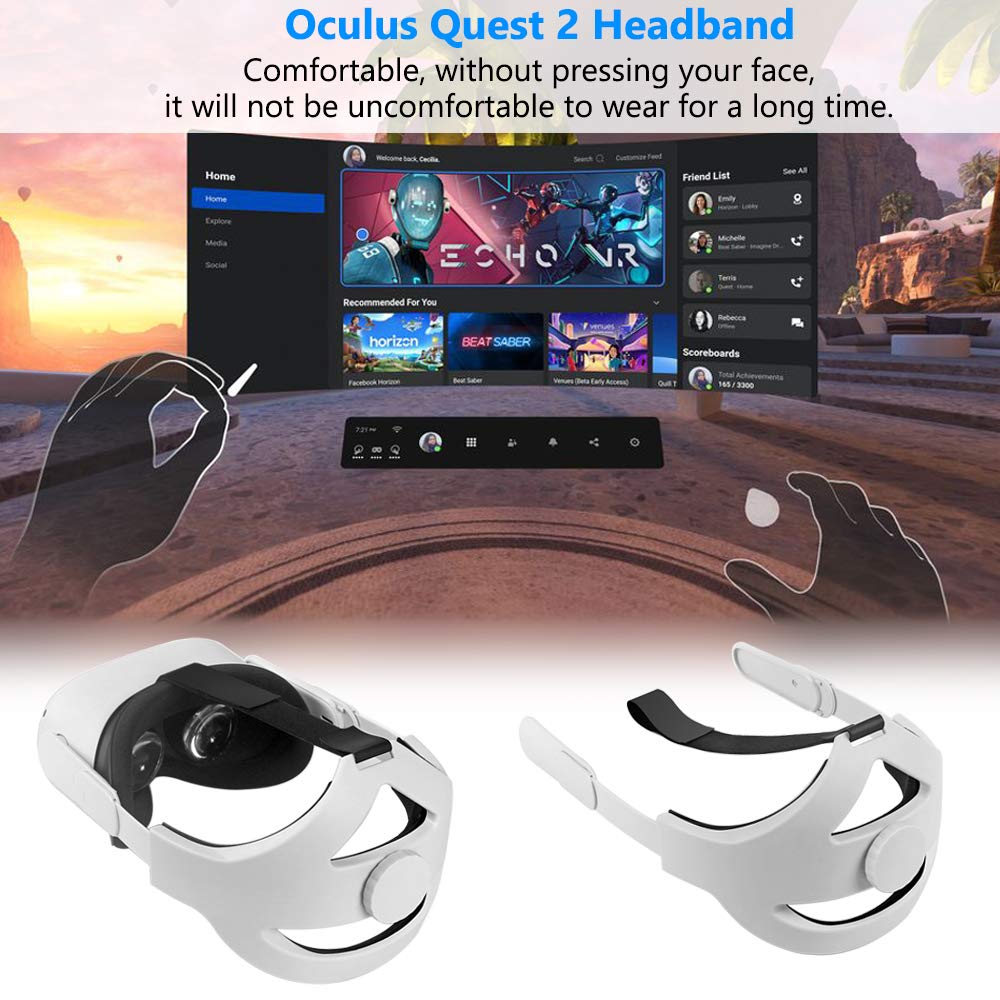 Adjustable Halo Strap for Oculus Quest 2 VR Headset, Head Cushion Compatible for Oculus Quest VR Gaming Headset, Comfortable Virtual Reality Accessories(Upgraded)