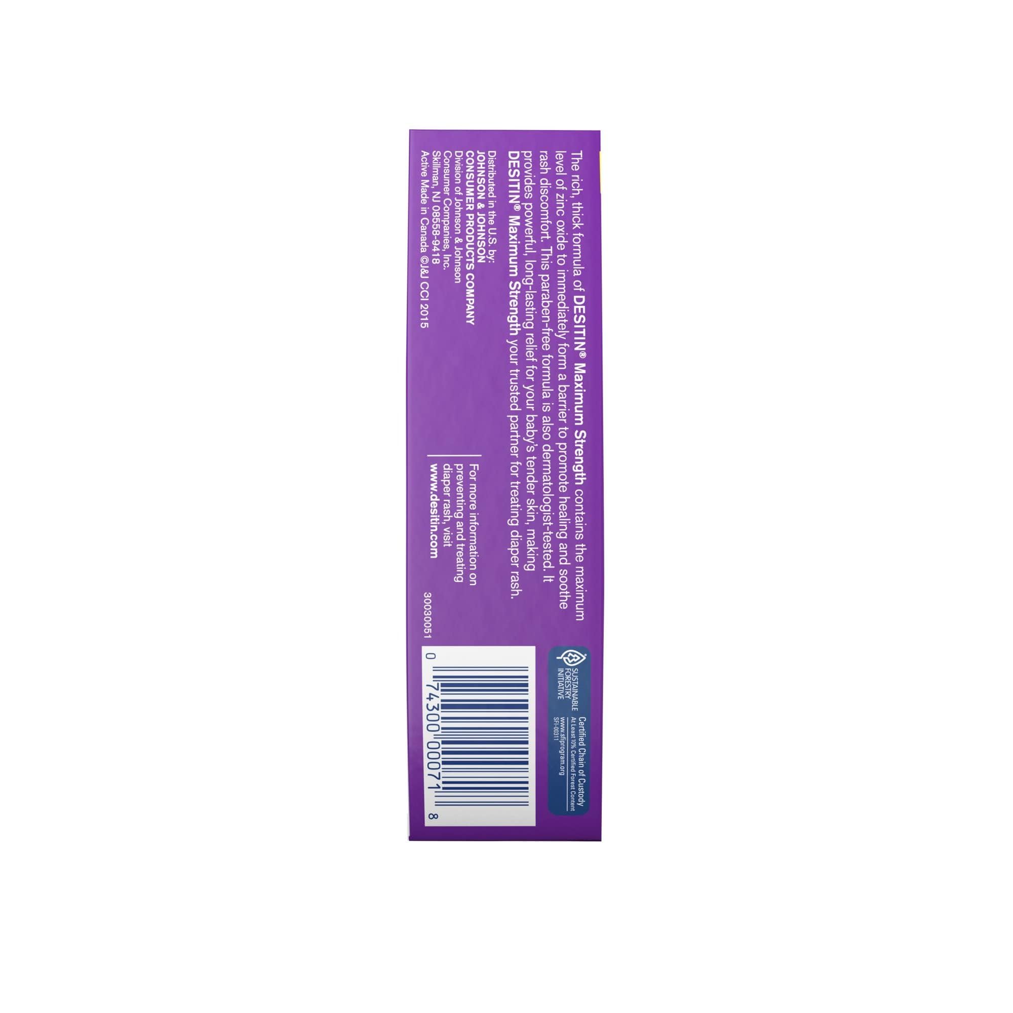 Desitin Maximum Strength Zinc Oxide Diaper Rash Paste, 4 Ounce (Pack of 3)