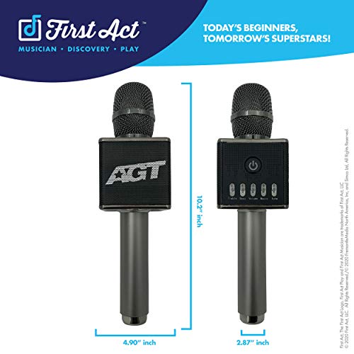 America’s Got Talent Deluxe Microphone by First Act Play, Duo Color Black & Gray Wireless Mic, Includes Poster, USB Cable – for Singing, Karaoke, Parties - Amazon Exclusive
