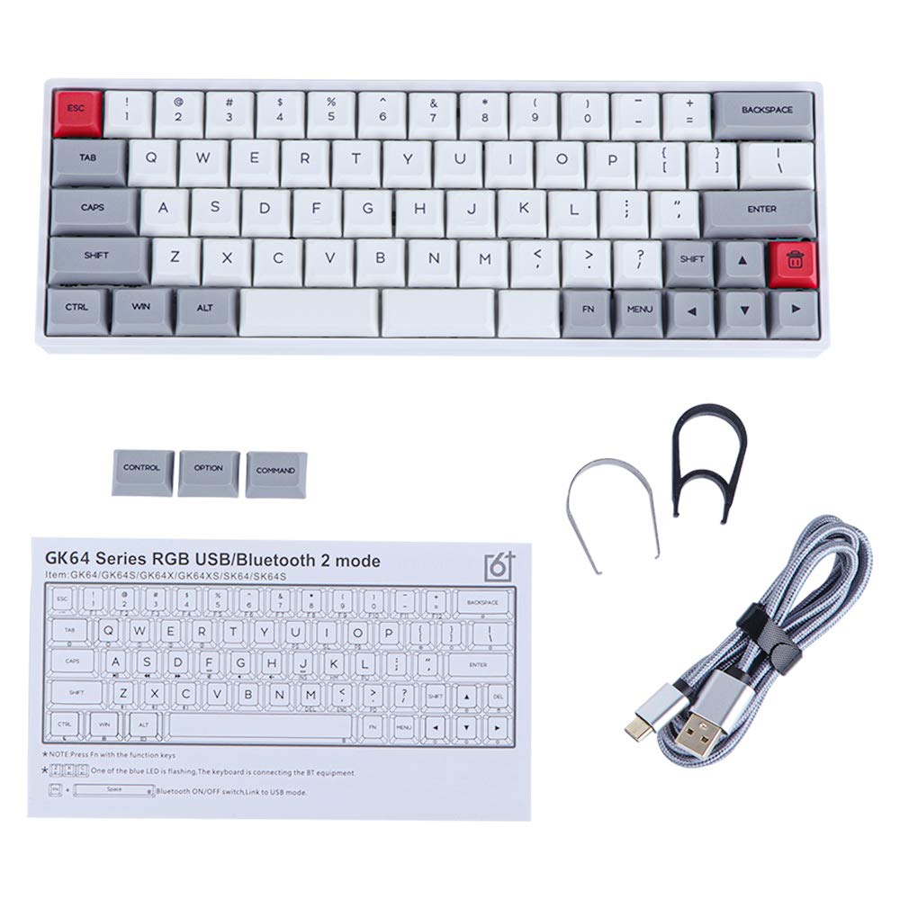 EPOMAKER SK66S 60% Keys Bluetooth 5.1 Wireless Wired Dual Mode Gateron Optical Mechanical Gaming Keyboard with RGB Backlight and PBT Heat Sublimation Keycaps (Gateron Optical Red, Grey White)