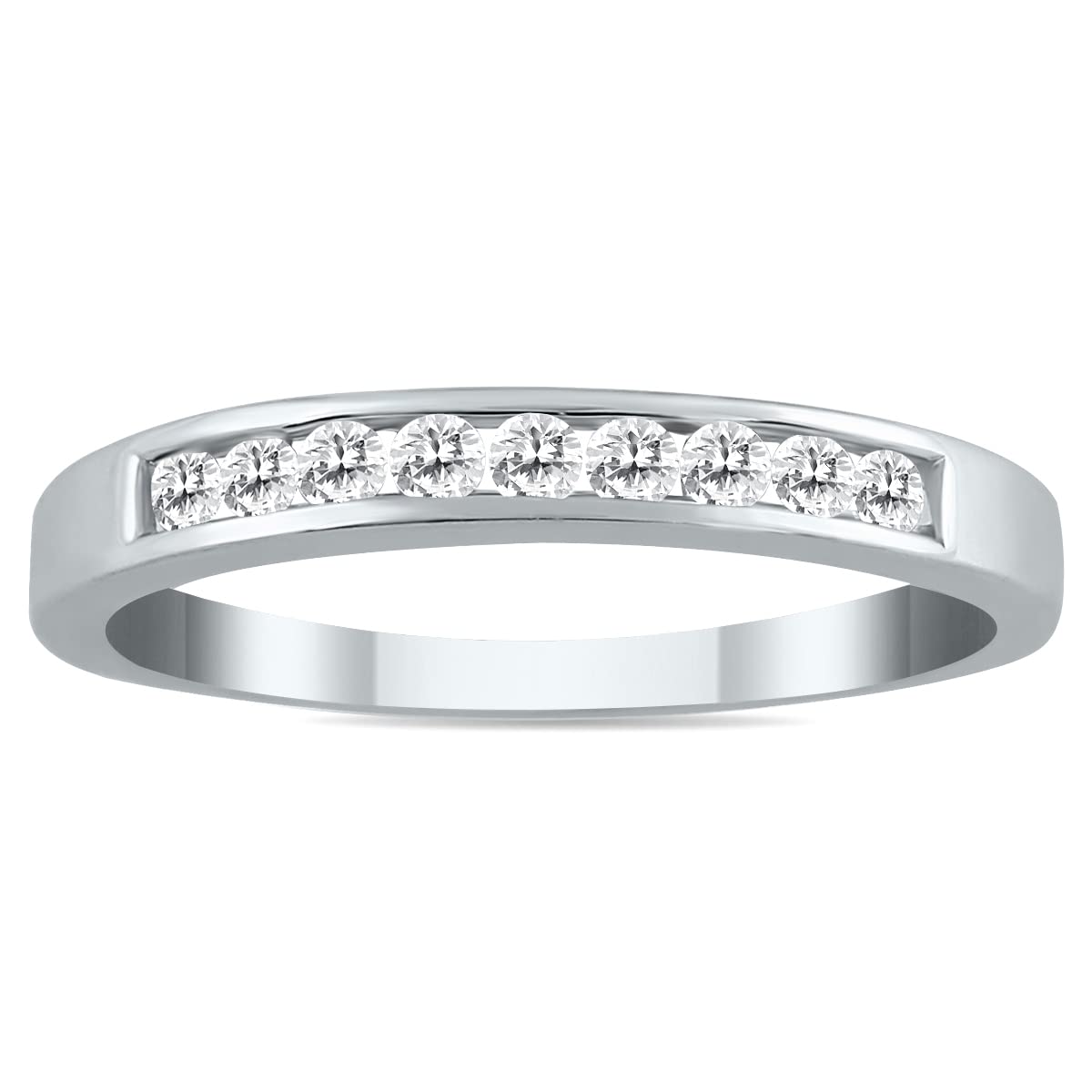 AGS Certified 1/2 Carat TW Channel Set Diamond Band in 10K White Gold