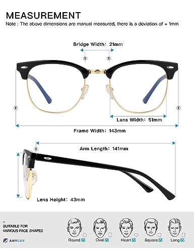 ANYLUV Blue Light Blocking Glasses for Women Men Computer/Gaming/TV/Phones Glasses Anti Eyestrain UV400(3 Pack)