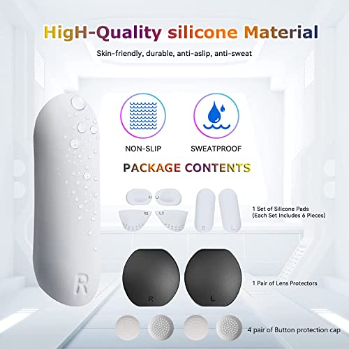 Anti-Slip Grips Silicone Pad for PS VR2 Sense Controller, Sweatproof Trigger Extender Pad for Playstation VR2 Gamepad, Cover Kits for PS VR2 Gaming Gamepad Grip, No Tools No Glue Residue