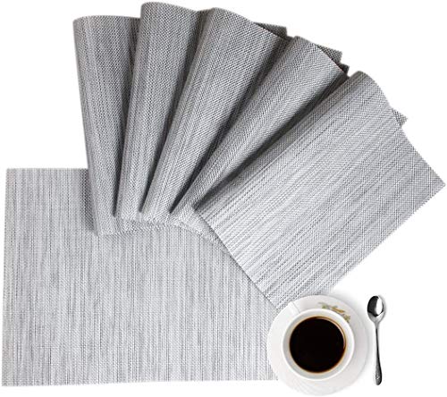 Placemats Placemats for Dining Table Gray Table Mats Set of 6 Easy to Clean Wipeable Washable Modern Outdoor Placemats for Dining Kitchen Table Indoor Valentine's Decorations