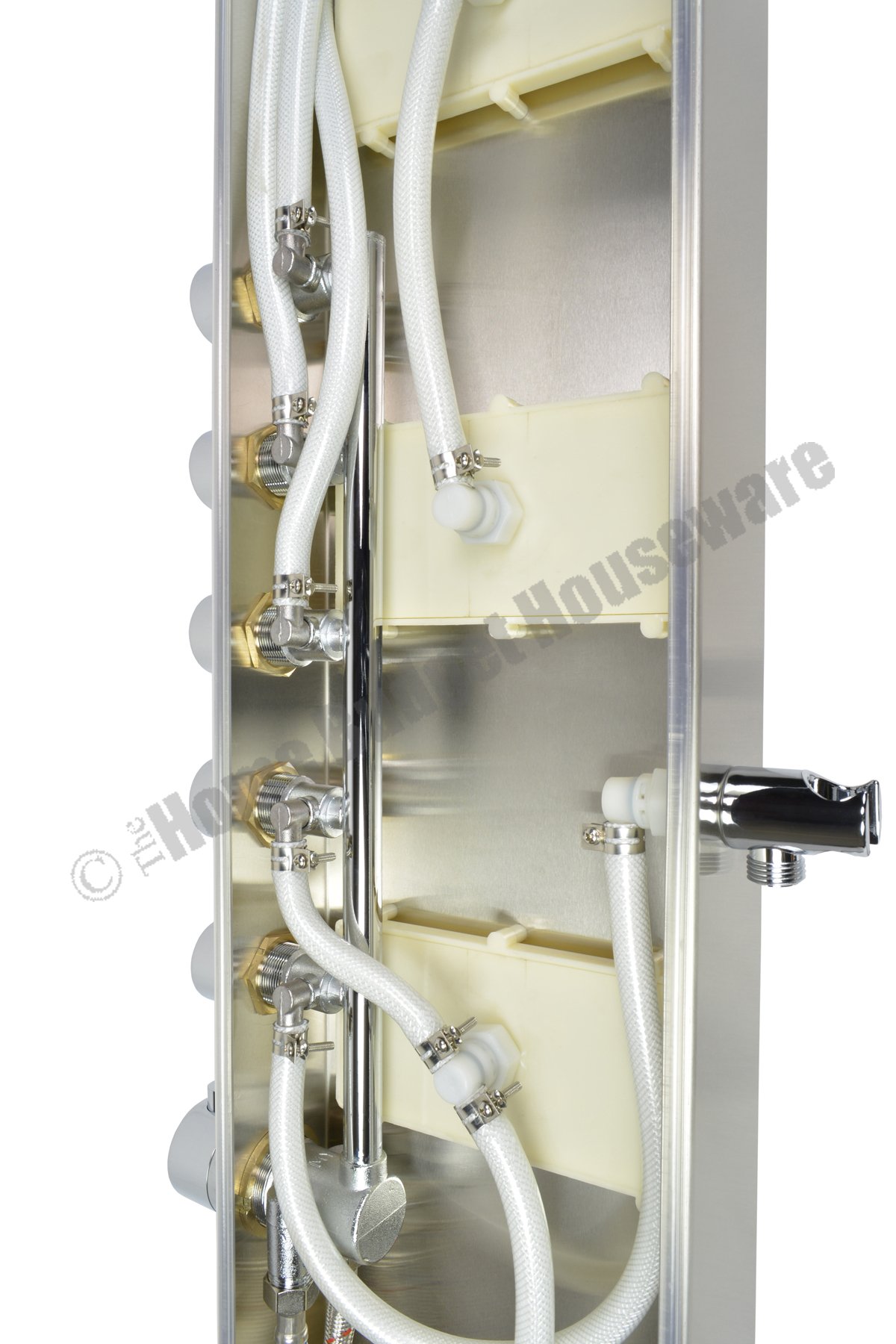 Blue Ocean 66.5β Stainless Steel SPS8727 Thermostatic Shower Panel with Rainfall Shower Head, Body Nozzles, and Handheld Shower Head