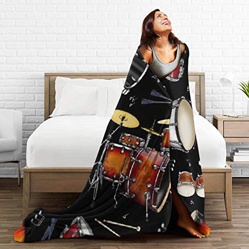Percussion Black Drum Throw Blanket Ultra Soft Thick Bed Blanket Soft Coral Flannel Blanket Micro Fleece Blanket for Sofa Couch Bed Chair Office Sofa Soft Blanket Home Bed Blankets 50"x 40"