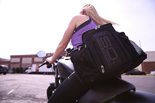 Meal Prep Bag ISOBAG 3 Meal Insulated Lunch Bag Cooler with 6 Stackable Meal Prep Containers, 2 Ice Pack ISOBRICKS, and Shoulder Strap - MADE IN USA (Blackout)