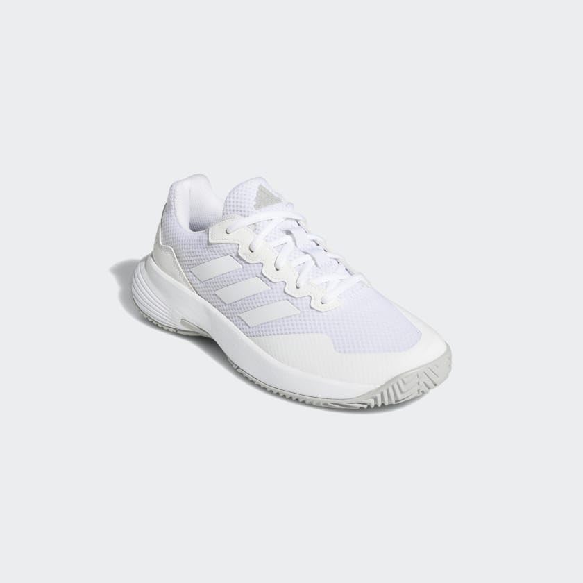 adidas Women's GameCourt 2 Tennis Shoe, White/White/Grey, 8