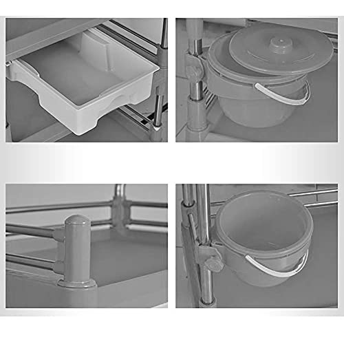AUNEVN Movable Carts, Kitchen Storage Hand Trucks, 3 Shelf Storage Hand Trucks, Stainless Steel and Abs Trolley with Handle Adjustable Dirt Bucket,Rolling Equipment Cart/White/54X37X100Cm
