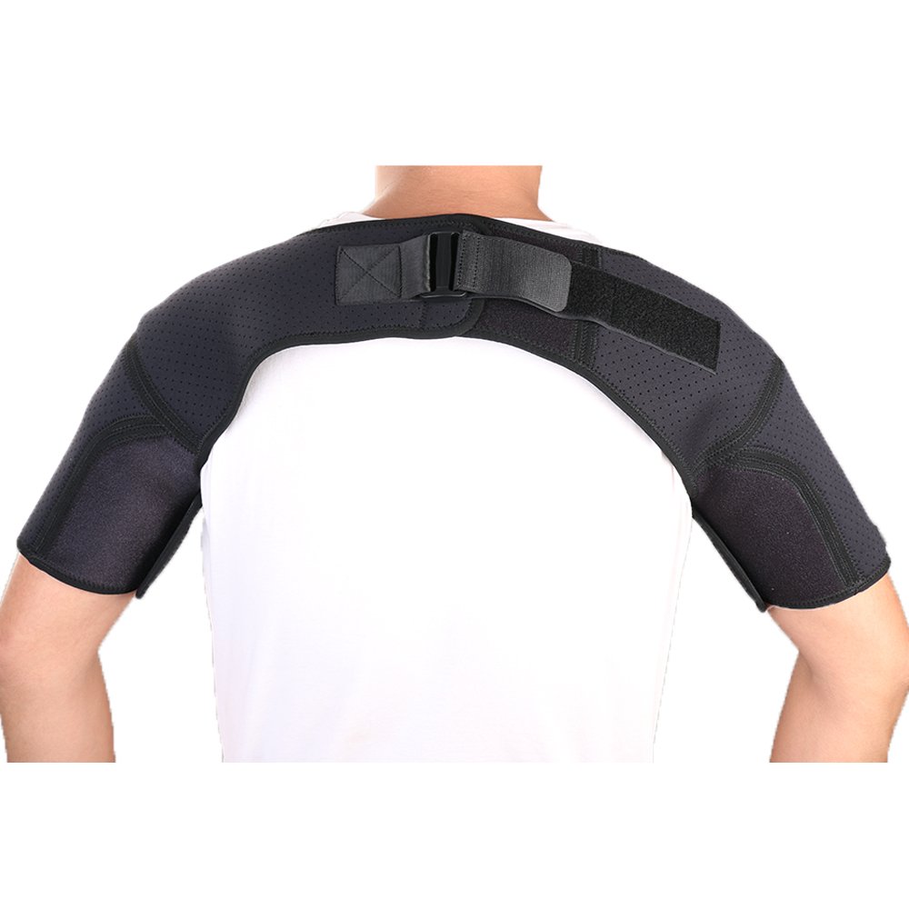 Adjustable Sports Back Shoulder Brace Shoulder Pad Wrap Support Belt Single Sports Pretector - G08 by Mumian Black (Black)