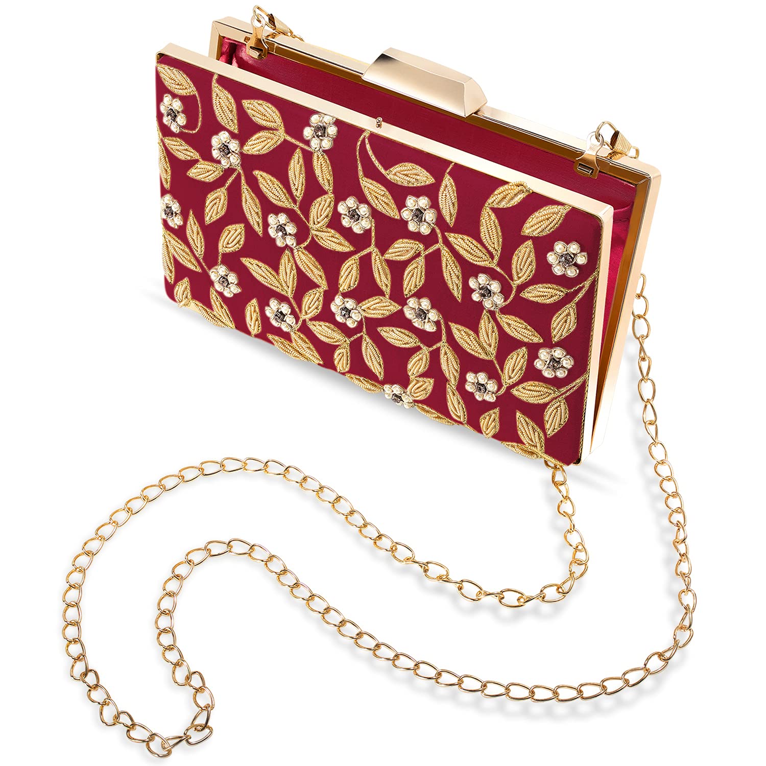 Aheli Indian Clutch Purses for Women Wedding Handmade Evening Handbags Party Bridal Clutch