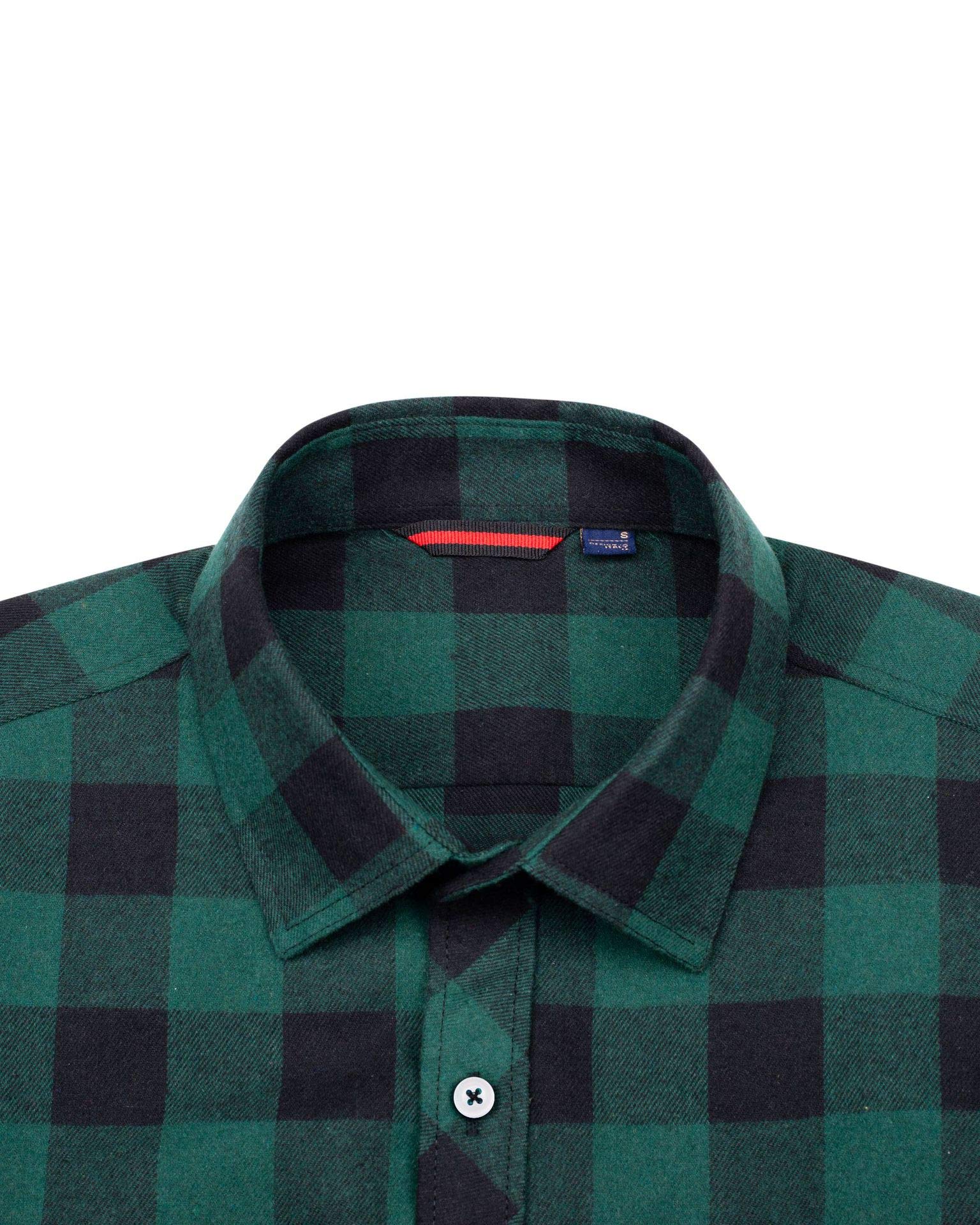 Alimens & Gentle Men's Button Down Regular Fit Long Sleeve Plaid Flannel Casual Shirts - Color: Green, Size: Large