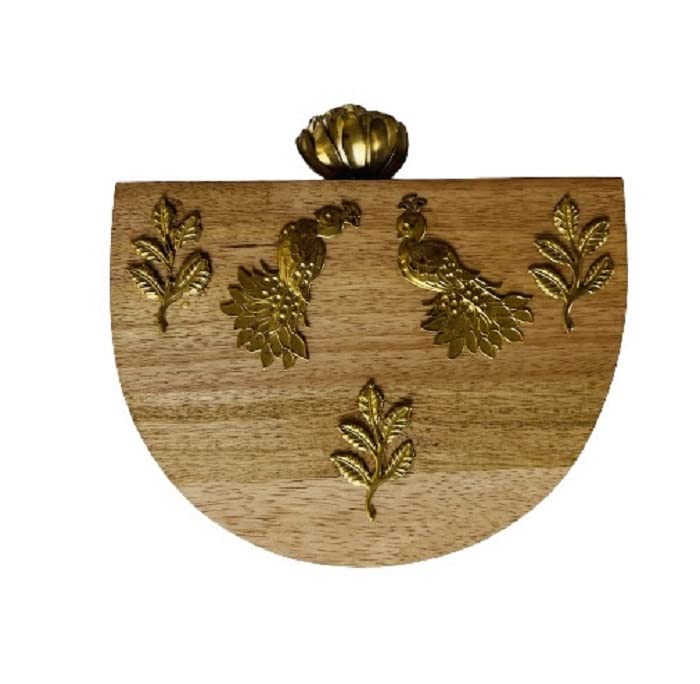 Antique Peacock Wooden Clutch and Shoulder Bag