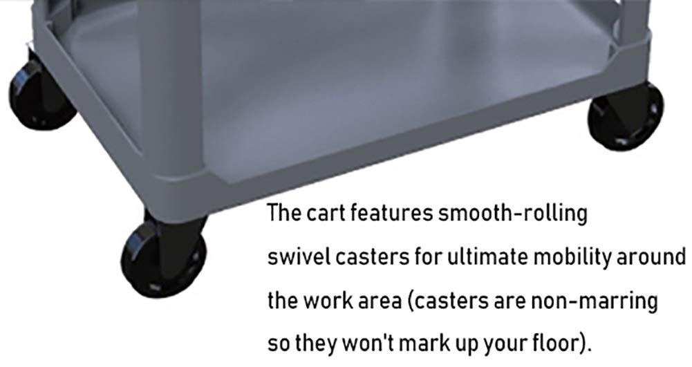 AUNEVN Movable Hand Trucks Kitchen Storage Trolley 3 Tier Hotel Service Cart,Plastic Collection Rolling Trolley for Restaurants,330Lbs Load Capacity/Black/140X53X94Cm