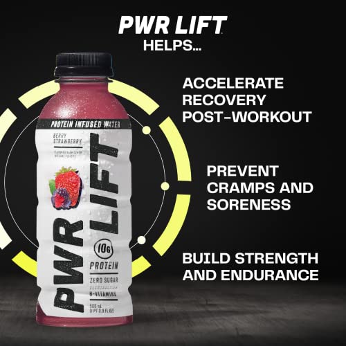 Whey Protein Water Sports Drink by PWR LIFT | Variety Pack | Keto, Vitamin B, Electrolytes, Zero Sugar, 10g of Protein | Post-Workout Energy Beverage | 16.9oz (Pack of 12)