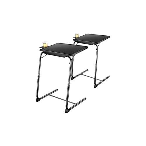 Adjustable TV Tray Table with Cup Holder - 20.4 x 15.7 inch TV Dinner Tray on Bed & Sofa, Large Size Comfortable Folding Table, Laptop Table for Couch with 6 Height & 3 Tilt Angle Adjustments(2 Pack)