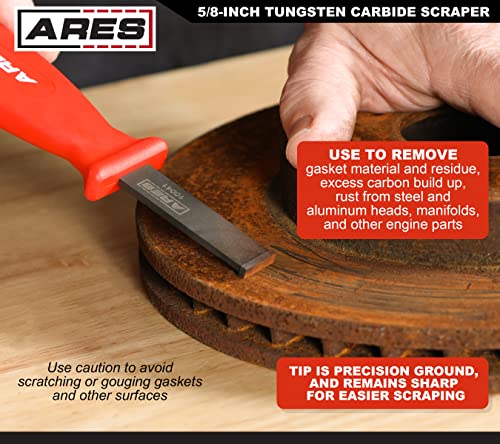 ARES 10041 β Tungsten Carbide Scraper β 5-8-Inch-Wide Blade β Tungsten Carbide Blade Tip with Abrasive Finish β Removes Residue from Steel, Aluminum, and More