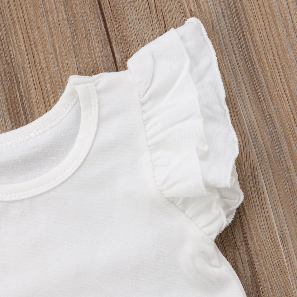Mubineo Toddler Baby Girl Basic Plain Ruffle Sleeve Cotton T Shirts Tops Tee Clothes (White, 3-4T)