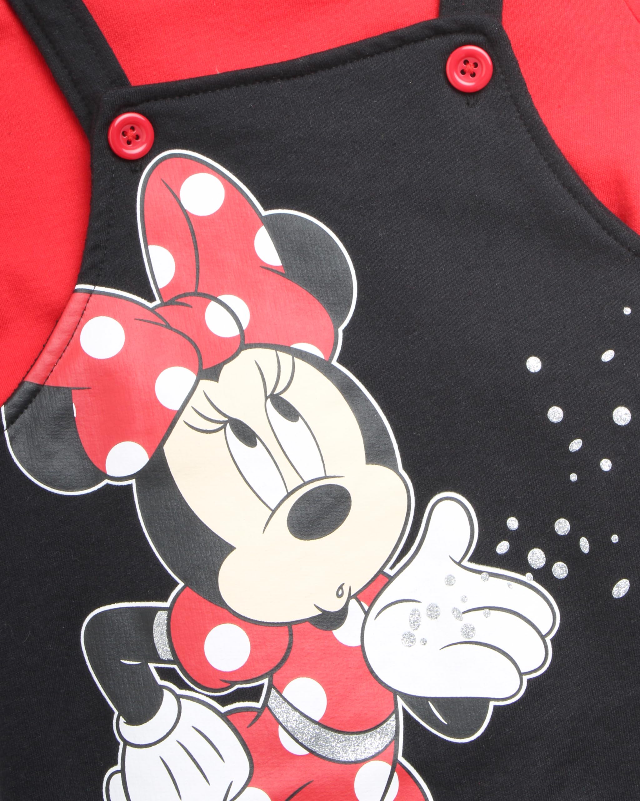 Disney Baby Girls' Romper - 2 Piece Overall T-Shirt Set Minnie Mouse, Winnie The Pooh, Size 3-6 Months, Minnie Coral