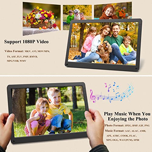 Atatat Digital Picture Frame 17.3 inch with Motion Sensor, 1920x1080 FHD Screen, Digital Photo Frame Support 1080P Video, Music, Slideshow, Breakpoint Play, Auto-Rotate,Calendar, 16:9, Black