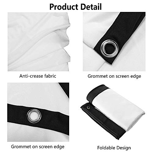 APAINI 100-inch Projector Screen16:9 Canvas Matt Projection Screen Portable Foldable Anti-Crease Indoor Outdoor Projector Movies Screen