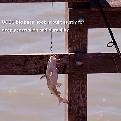 UCEC Fishing Hooks, 100pcs/box Offset Wide Gap 2X Strong Worm Hooks Senko Bait Jig Fish Hooks for Bass Trout Saltwater Freshwater Size:#1 1/0 2/0 3/0 4/0 5/0