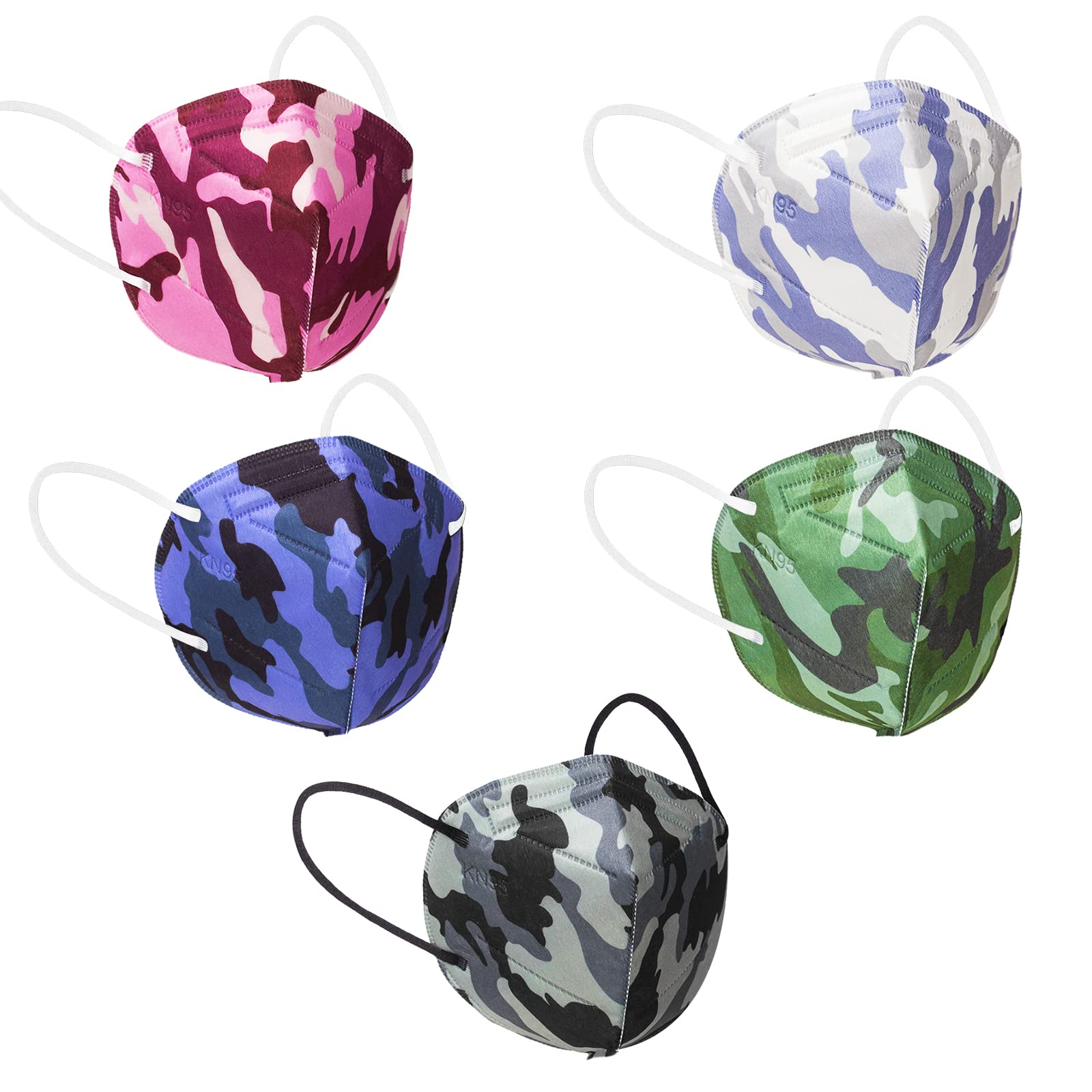 AHOTOP KN95 Face Masks for Teens Adults Men Women, 25PCS Individually Wrapped 5 Layers Disposable Face Masks Against PM2.5, Camo Face Mask, Filter Efficiency ≥95%