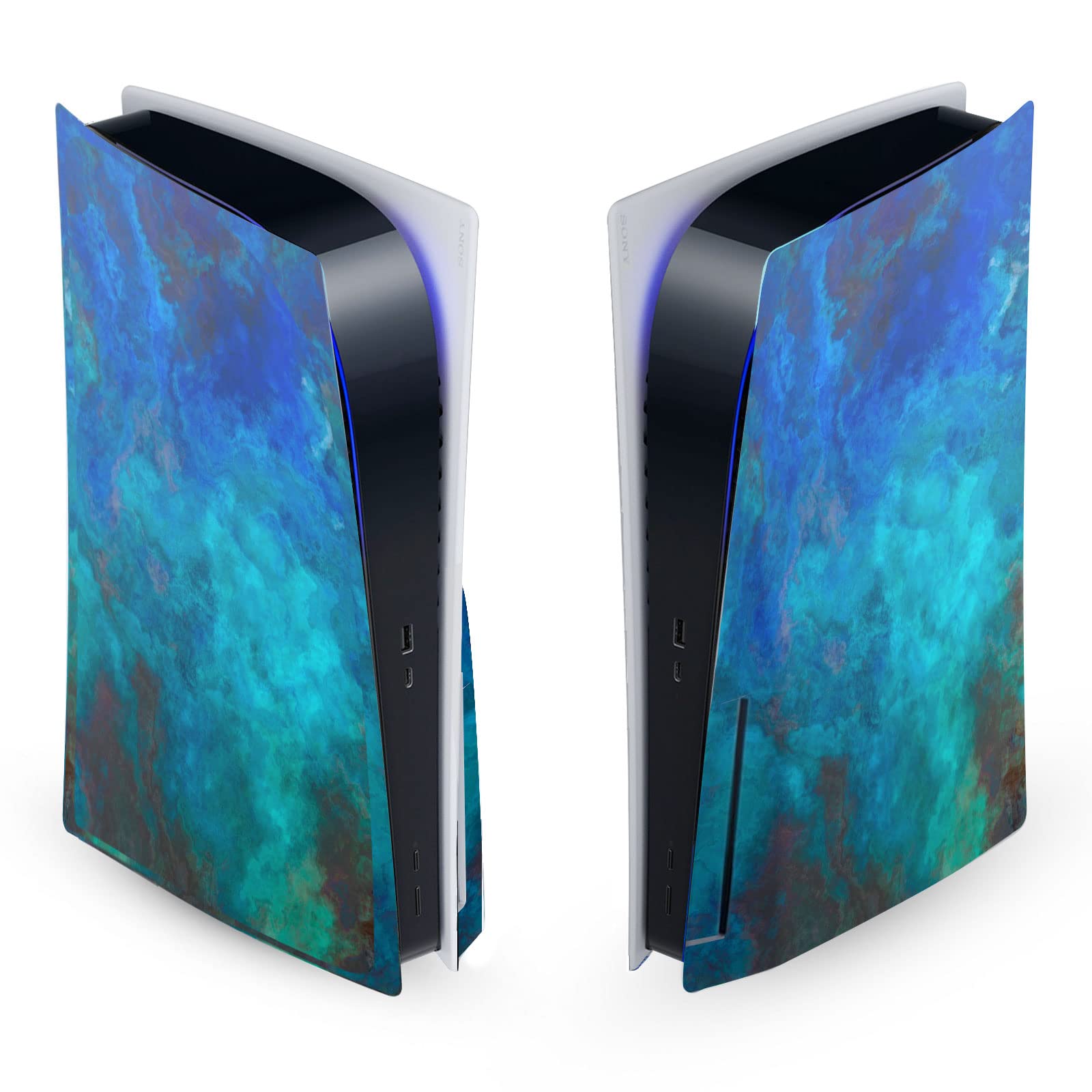 Head Case Designs Officially Licensed LebensArt Blue Malachite Art Mix Vinyl Faceplate Sticker Gaming Skin Decal Cover Compatible With Sony PlayStation 5 PS5 Disc Edition Console