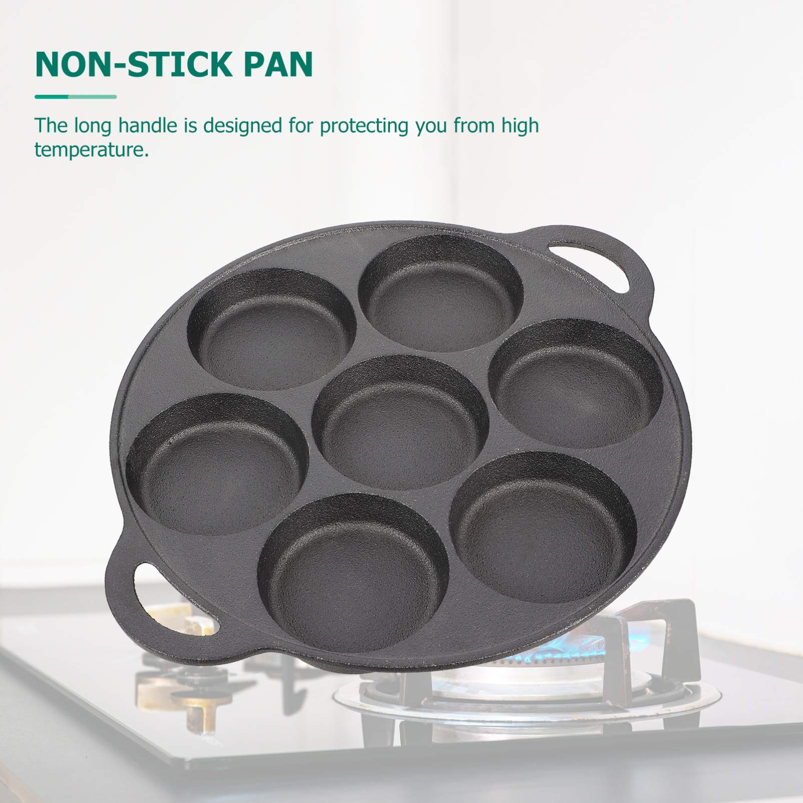 Cabilock 6 Cup Egg Frying Pan Non Stick Egg Burger Steak Pan Breakfast Skillet Cooker Multipurpose Pancake Pan Omelet Cooker Griddle