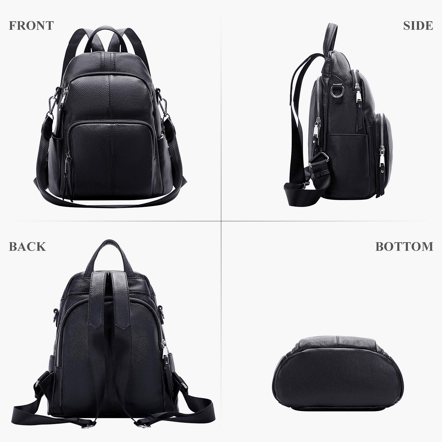 ALTOSY Soft Leather Backpack Purse for Women Backpacks Versatile Shoulder Bag and Small Bifold Zipper Pocket Wallet Card