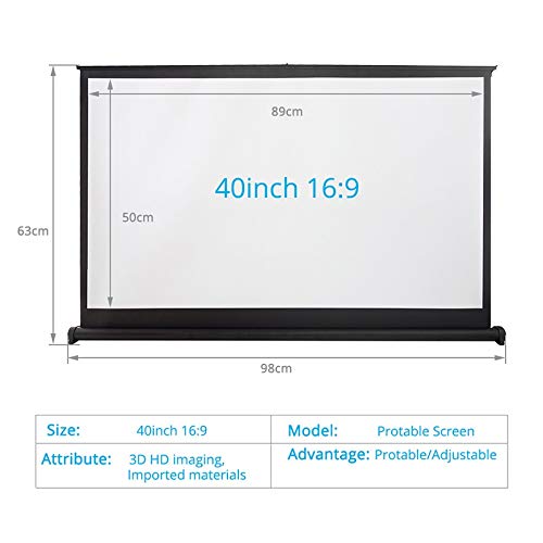 APAINI 40 inch 16:9 Mini Table Projector Screen Matt White Portable Tabletop Projection Screen for LED/LCD/DLP projectors