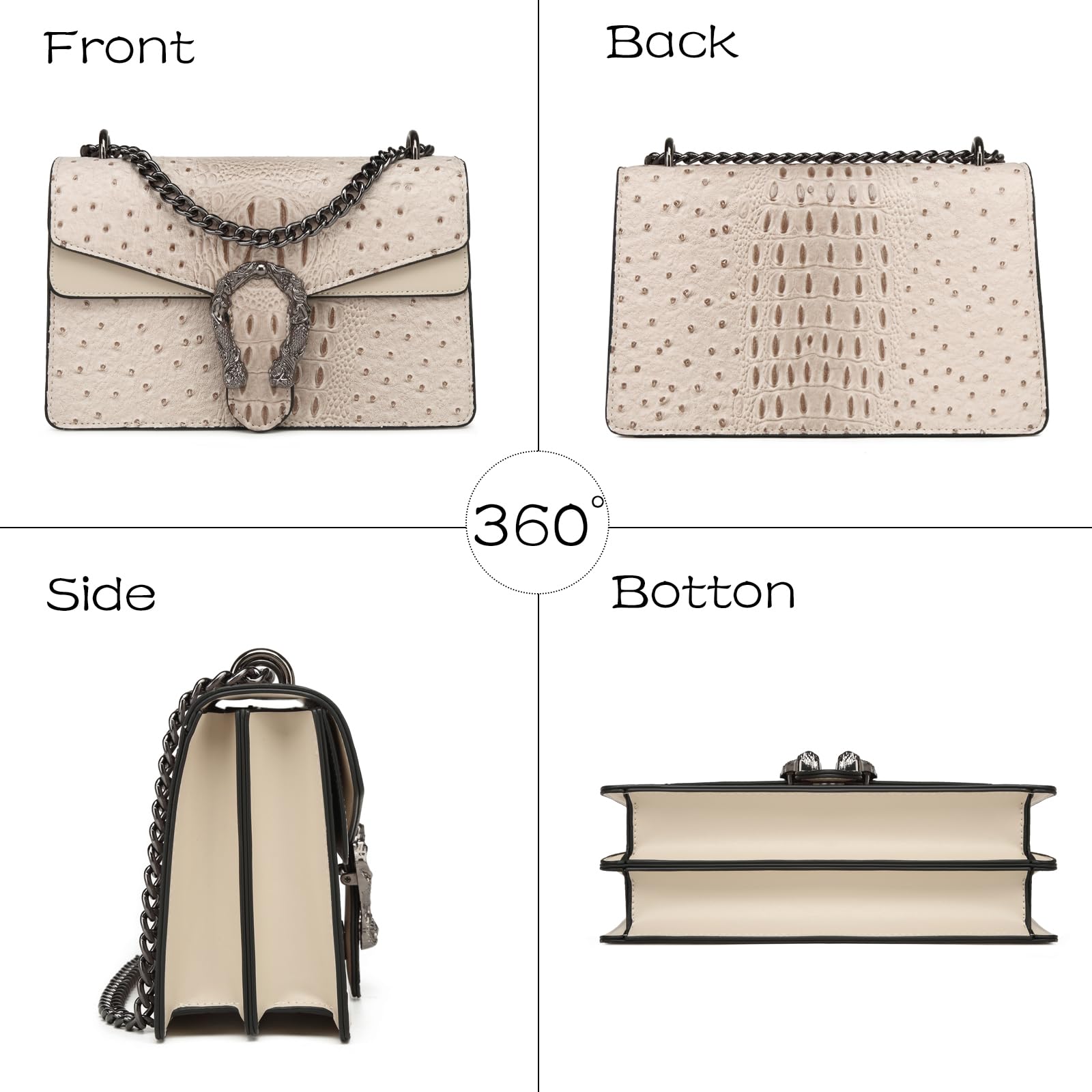 MYHOZEE White Crossbody Bags for Womens, Quilted Crossbody Purses Chain Shoulder Bag for Women