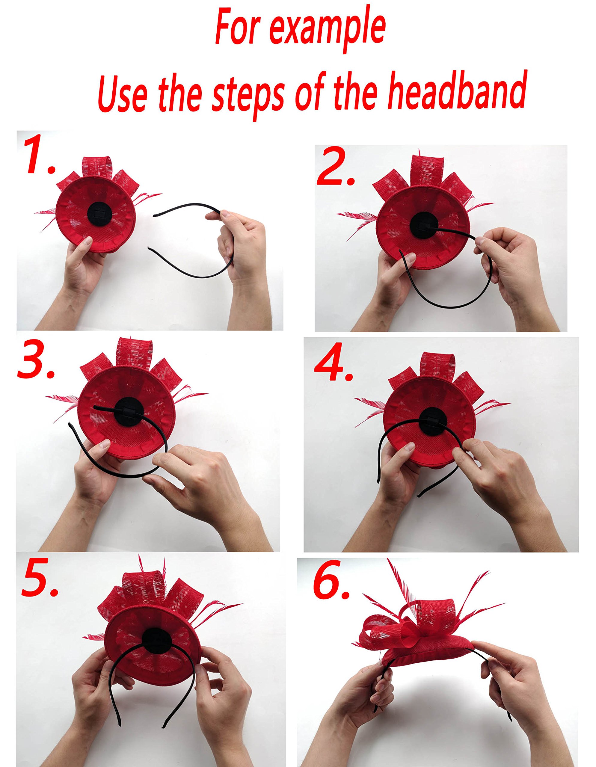 Ahugehome Fascinator Hats for Women Feather Headband Fascinators Pillbox hat Wedding (H White)