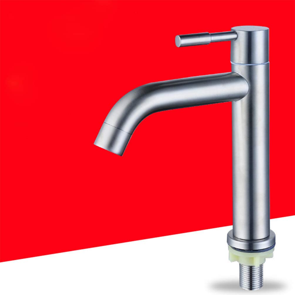 Cabilock Cabilock Single Cold Basin Faucet Stainless Steel Kitchen Faucet Bathroom Metal Faucet (Style 3)