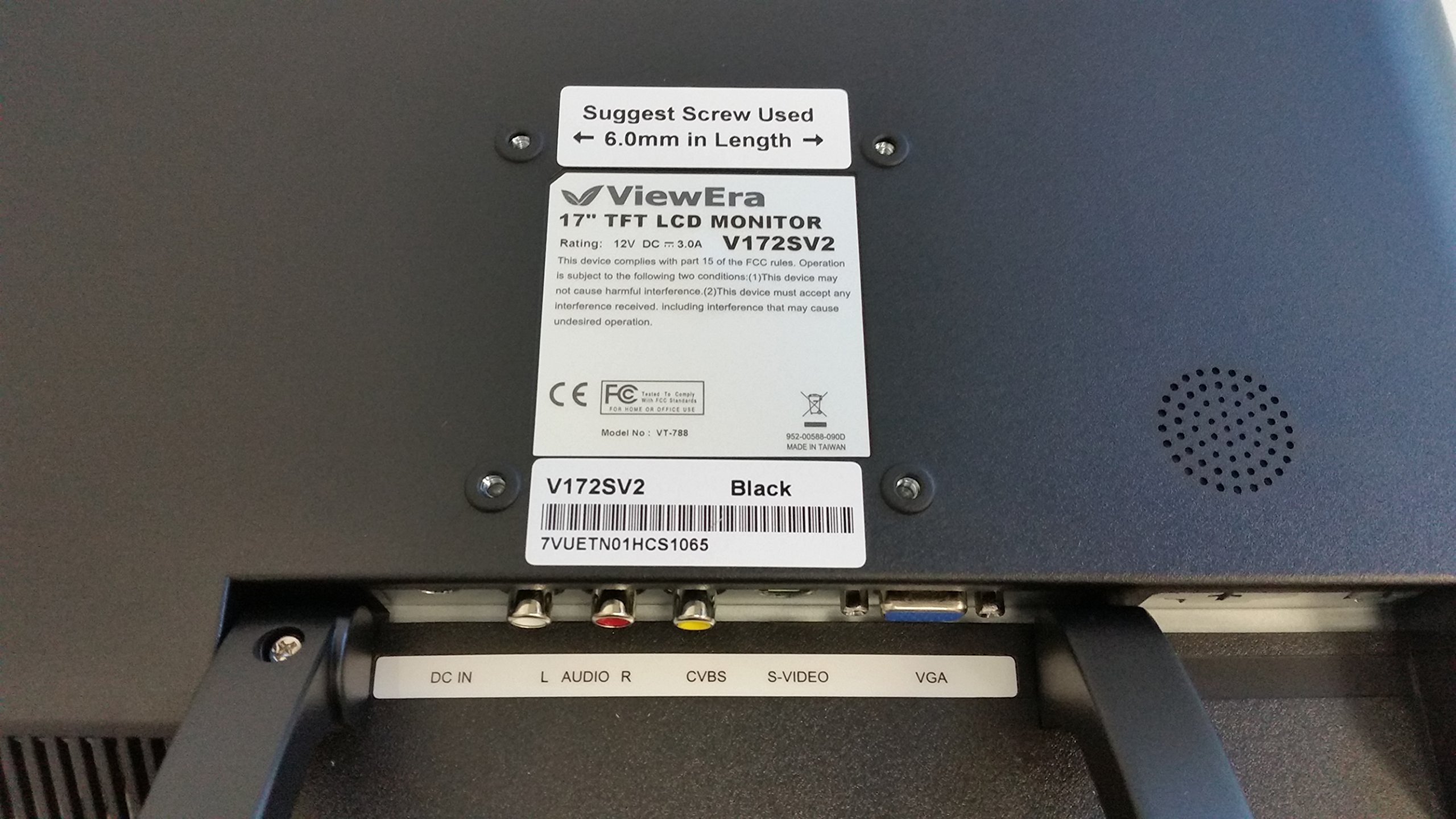 ViewEra V172SV2-B TFT LCD Gaming Monitor 17" Screen Size, VGA, Composite (RCA) Video, S-Video, Resolution 1280 x 1024, Brightness 250 cd/m2, Contrast Ratio 1000:1, Response Time 5ms, Built-in Speaker