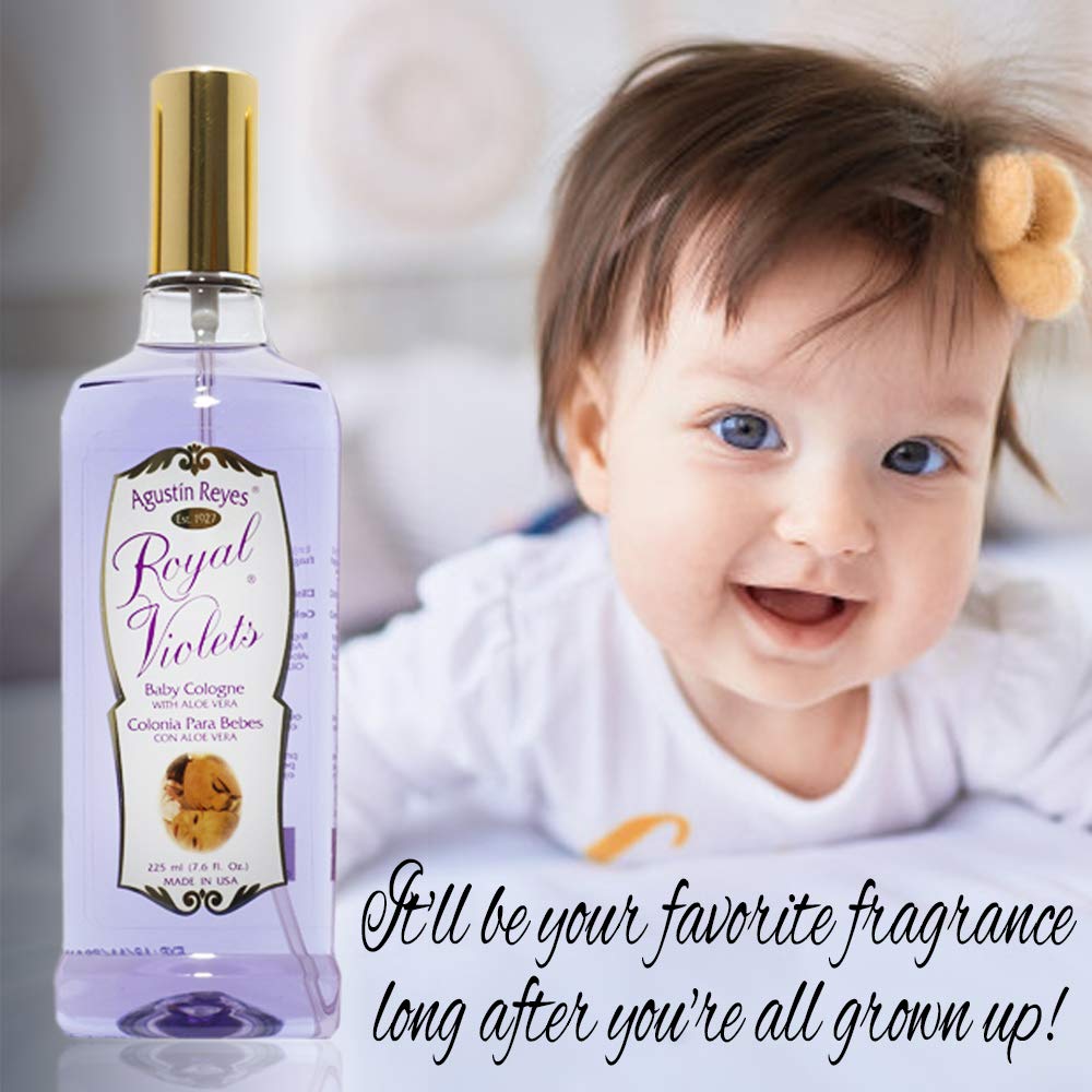 Royal Violets Baby Cologne. Clean, Mild and Long Lasting Fragrance. With Aloe Vera. 7.6 Fl Oz / 225 ml. Pack of 3