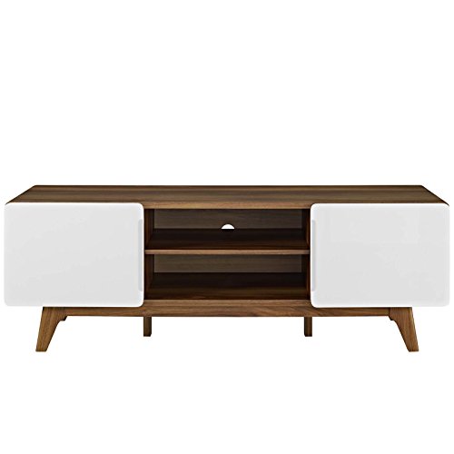 Modway Tread Mid-Century Modern 59 Inch TV Stand, 59", Walnut White