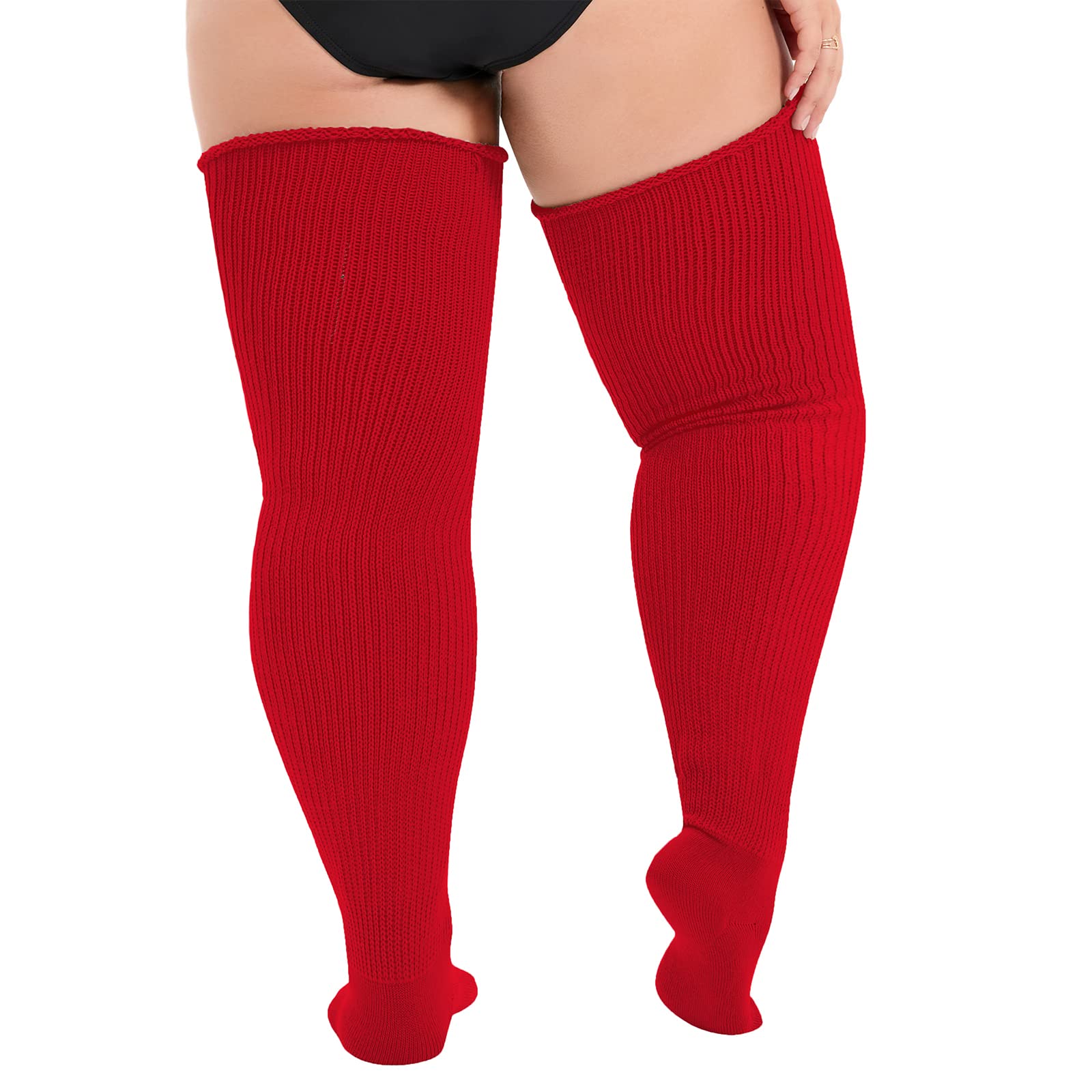 American Trends Christmas Socks Womens Plus Size Thigh High Socks Knee High Socks, Plus Size Stockings Leg Warmers Red