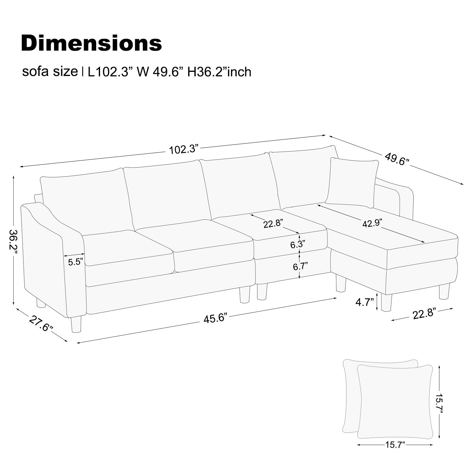 Belffin Velvet Convertible Sectional Sofa L Shaped Couch Reversible Sectional Sofa with Chaise Velvet 4 Seat Sectional Sofa (Beige)…