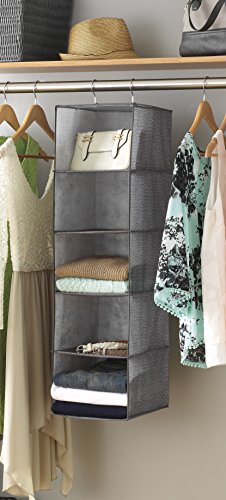 Whitmor Hanging Accessory Shelves 5 Open Sweater Shelves Crosshatch Gray