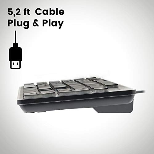 Perixx PERIBOARD-317 Wired Backlit USB Keyboard, Big Print Letter with White Illuminated LED, US English Layout