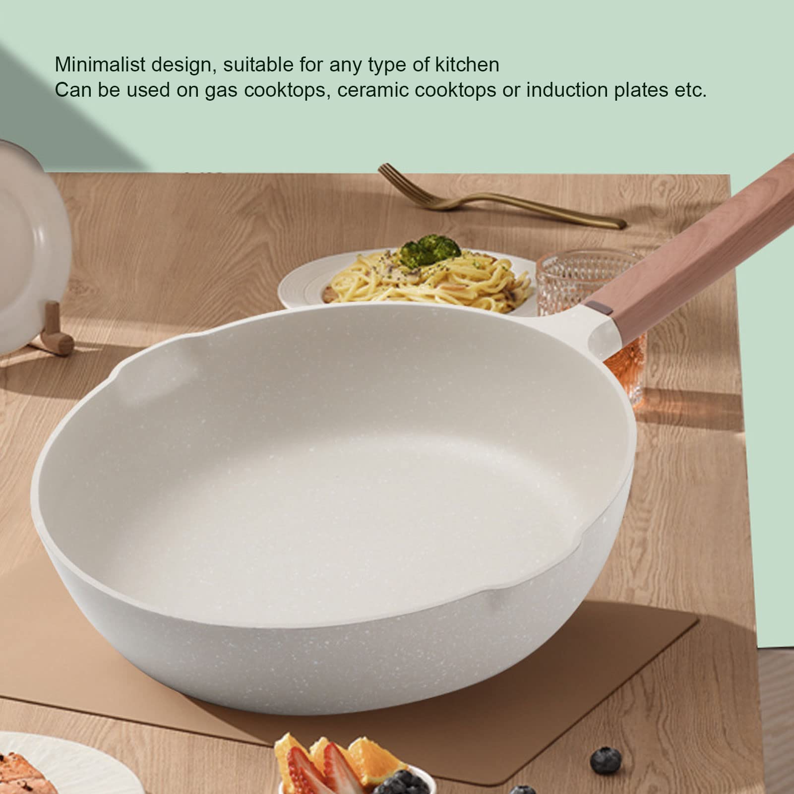 AURORAGRACE Large Capacity Black 30cm Frying Pan with Lid Home Restaurant Cookware Even Heat Distribution, AURORAGRACEtv8kp4mb9o