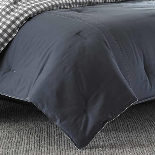 Eddie Bauer - King Comforter Set, Reversible Cotton Bedding with Matching Shams, Pre-Washed for Added Softness (Kingston Charcoal, King)