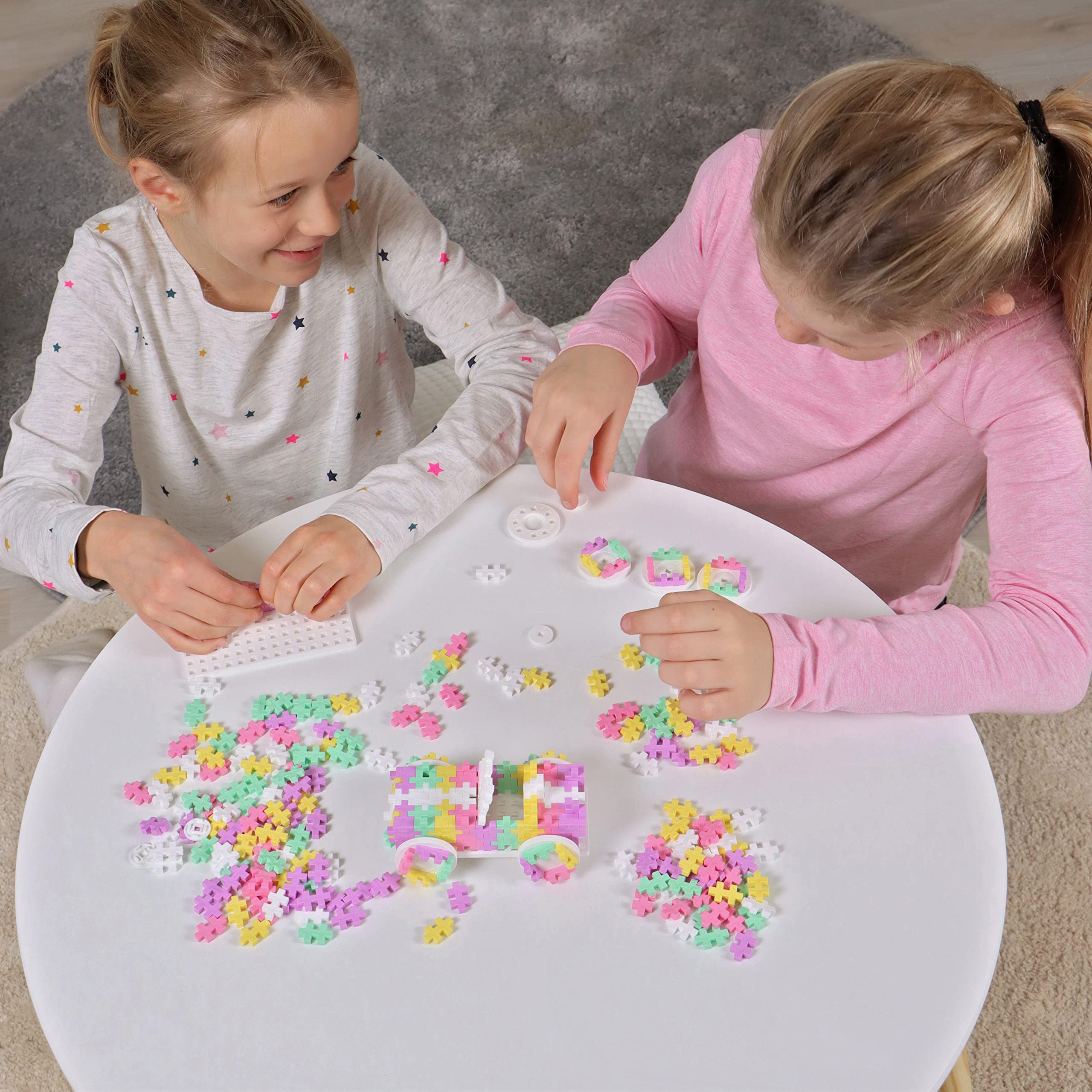 Plus Plus Color Cars Tube, Car Building Block Kit, 3D Puzzle Stem Toy Set for Kids, 200 Mini Interlocking Pieces - Candy