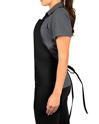 KNG Black 3 Pocket Adjustable Bib Apron for Men and Women